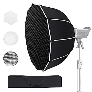 Bowens Mount Parabolic Softbox, Upgraded One-Step Quick Installation, Takerers 33.5" Deep Parabolic Softbox Diffuser with Honeycomb Grid, Compatible for Aputure/Smallrig/Neewer/GVM Lights, Flash