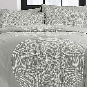 Marimekko - Queen Comforter Set, Smooth Cotton Percale Bedding with Matching Shams, Medium Weight Home Decor (Fokus Grey, Queen)
