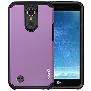 J&D Case Compatible for LG K20 V/ K20 Plus/Harmony/ K10 2017 / V5 / Grace, Heavy Duty Dual Layer Hybrid Shockproof Protective Rugged Bumper, Purple