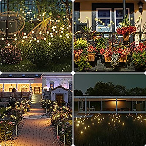 undreem Solar Garden Lights Outdoor,Upgraded Solar Firefly Lights 4 Pack Waterproof Bright Warm White Pathway Decorative for Yard Patio Landscape Driveway Decor