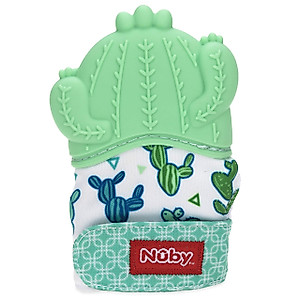 Nuby Happy Hands Silicone Teething Mitten: 3M+, Cactus, Green (80727)