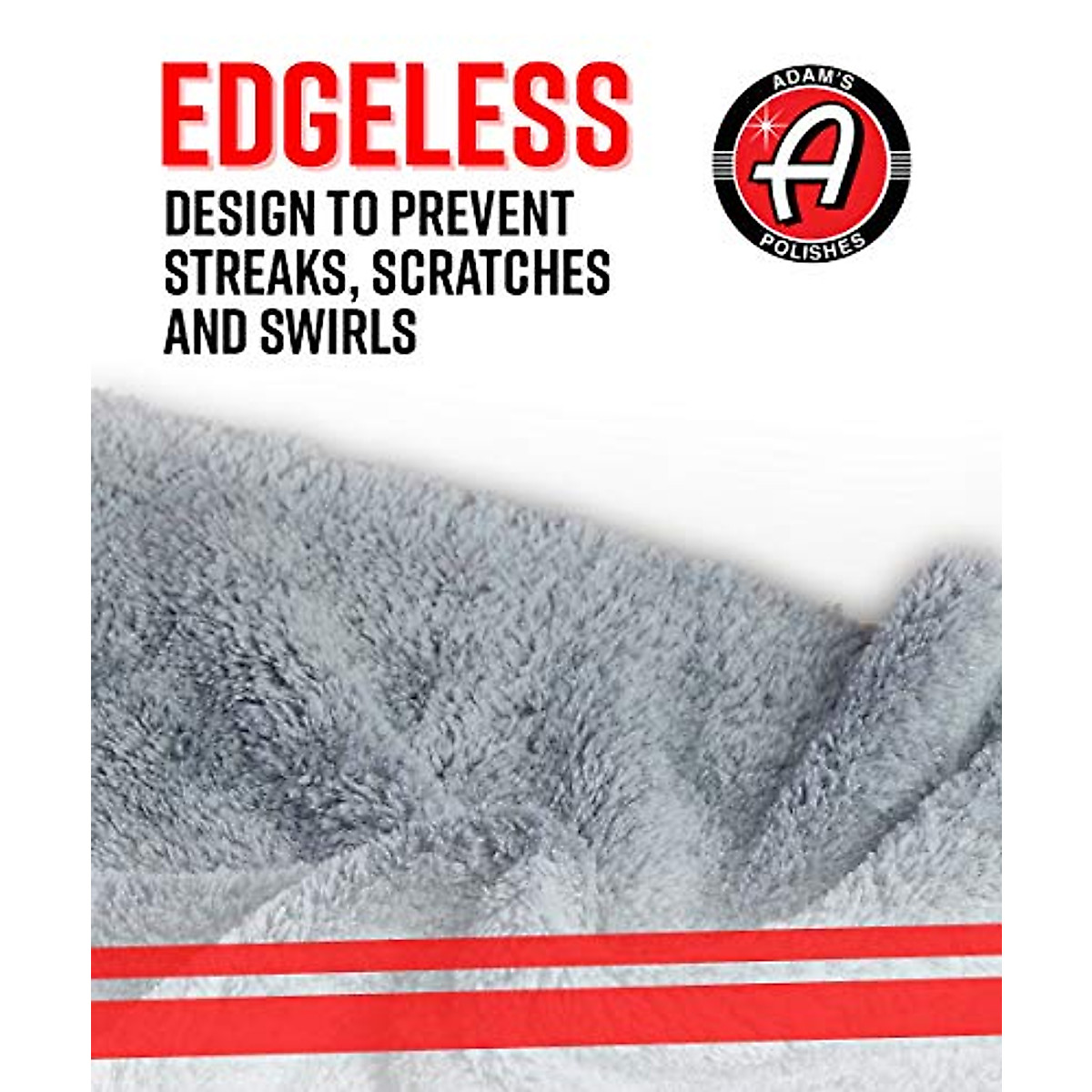 Adam's Borderless Grey Edgeless Microfiber Towel - Premium Quality 480gsm, 16 x 16 inches Plush Microfiber - Delicate Touch for The Most Delicate Surfaces (6 Pack)