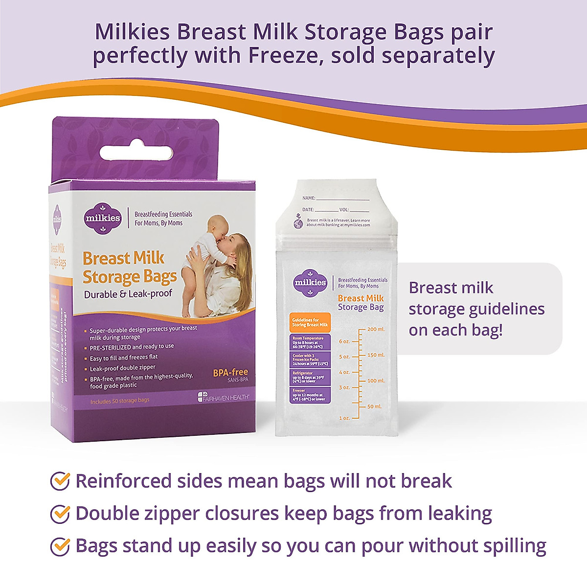Milkies Freeze Organizer for Breast Milk Storage Bags, Simple Container Storing System for Freezing Breastmilk to Feed Baby, Reusable Accessories, Use with All Milk Bags for Breastmilk Organization