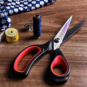 LIVINGO Professional Sewing Scissors Set: 8.5” Heavy Duty Sharp Titanium Coated Forged Stainless Steel Fabric Scissors, 4.5” Small Detail Embroidery Scissors, 5” Thread Snips, Comfort Grip, 3 Pack