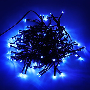 XUNATA Waterproof String Lights Outdoor, 50 LEDs 33ft Starry USB Powered 8 Modes Setting Light, for Indoor Outdoor Wall Decoration Wedding Party Home Garden(Blue)