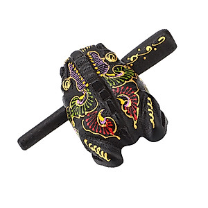 Animal Carved Croaking Craft Wooden Frog Percussion Musical Instrument, Wooden Percussion Desk Accessories of Frog Noise Maker for Cool Music Gifts Elderly and Kids, Black