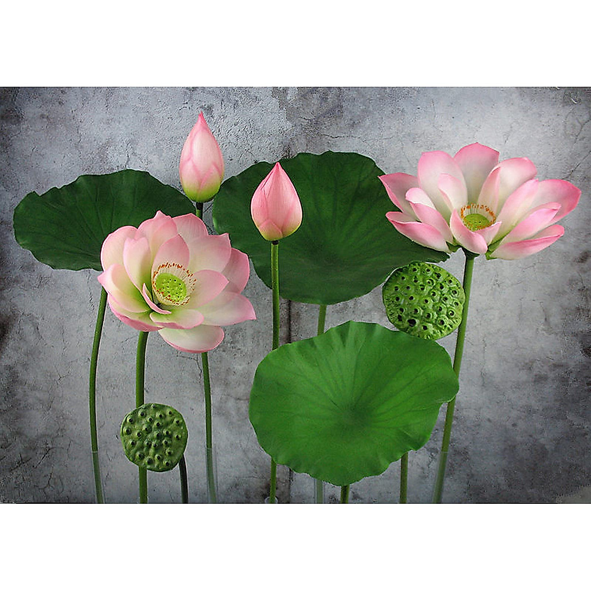 SMLJFO 35.4in Artificial Lotus Branch Simulation Plant Ornaments PU Fake Flower Decoration with Rod for Table Garden Wedding Party Office Home Decor