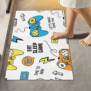 DOMIKING Joysticks Game Bathroom Rugs Absorbent Non-Slip U Shaped Toilet Rugs Mat Runner for Under The Sink Rain Showers 20x24in