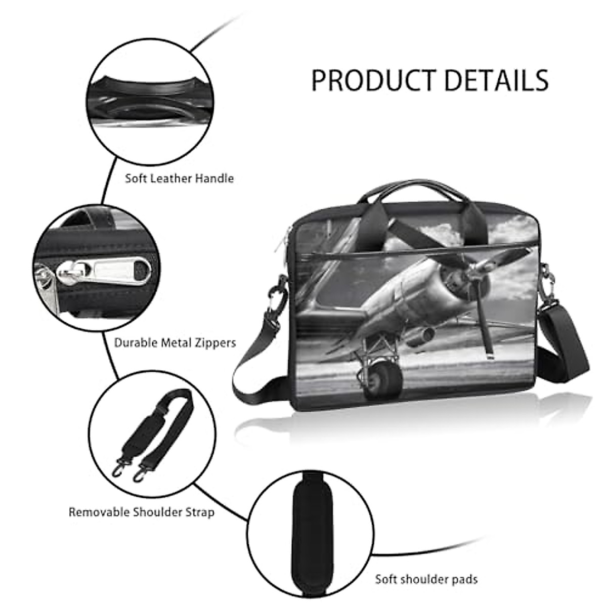 Airplanes Laptop Computer Bag Waterproof Shoulder Messenger Bag 13-15 inch Durable Laptop Tote Bag with Shoulder Strap Handle Lightweight Crossbody Briefcase