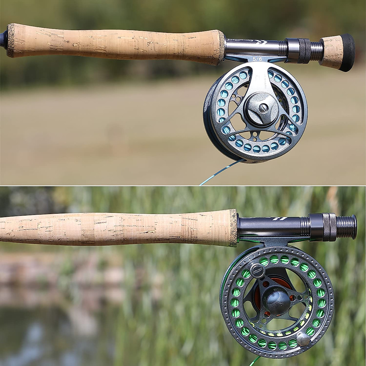 Sougayilang Fly Fishing Rod, Lightweight Ultra-Portable 4-Piece Graphite Fly Rod for Complete Starter 5/6wt, 7/8wt Rod for Traveling - 5/6wt