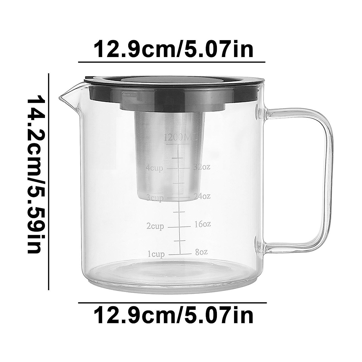 Iced Coffee Maker, 1200ml Iced Coffee Infuser, Large-Capacity Coffee And Tea Infuser, Long-Lasting Iced Coffee Brewer, Heat Tolerance Coffee And Tea Infusions Pitcher For Iced Tea And Cold Coffee