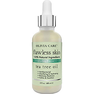 Olivia Care Flawless Essential Facial Oil 100% Natural. Nourishing, Plump, Reviving, Hydrating, Calming & Soothing. Stabilize & Retain Moisture (Tea Tree)