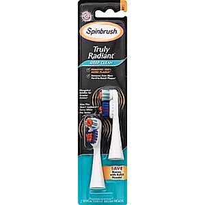 Spinbrush ARM & HAMMER PRO+ Deep Clean REFILLs– Battery Powered Toothbrush Removes 100% More Plaque- Soft Bristles -Two Replacement Heads (Packing may vary)