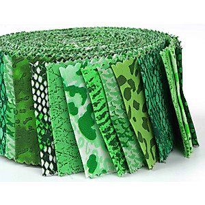 Soimoi 40Pcs Tie Dye Print Cotton Precut Fabrics for Quilting Craft Strips 2.5x42inches Jelly Roll - Green