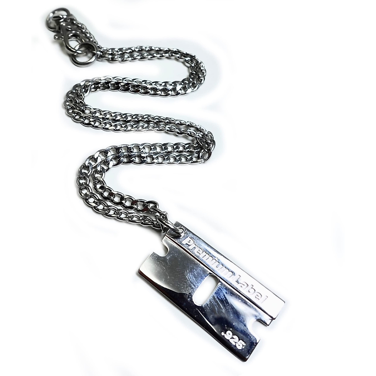 Premium Label - Bad Habits - Luxury Razor Blade Silver Charm .925 Plata Punk, Gothic, Streetwear, Dog Tag, Curb Grunge Chain - Made in JAPAN