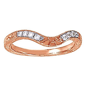 White Natural Diamond Engagement Wedding Band Ring In 14K Rose Gold (0.16 Cttw),Ring Size-10.5