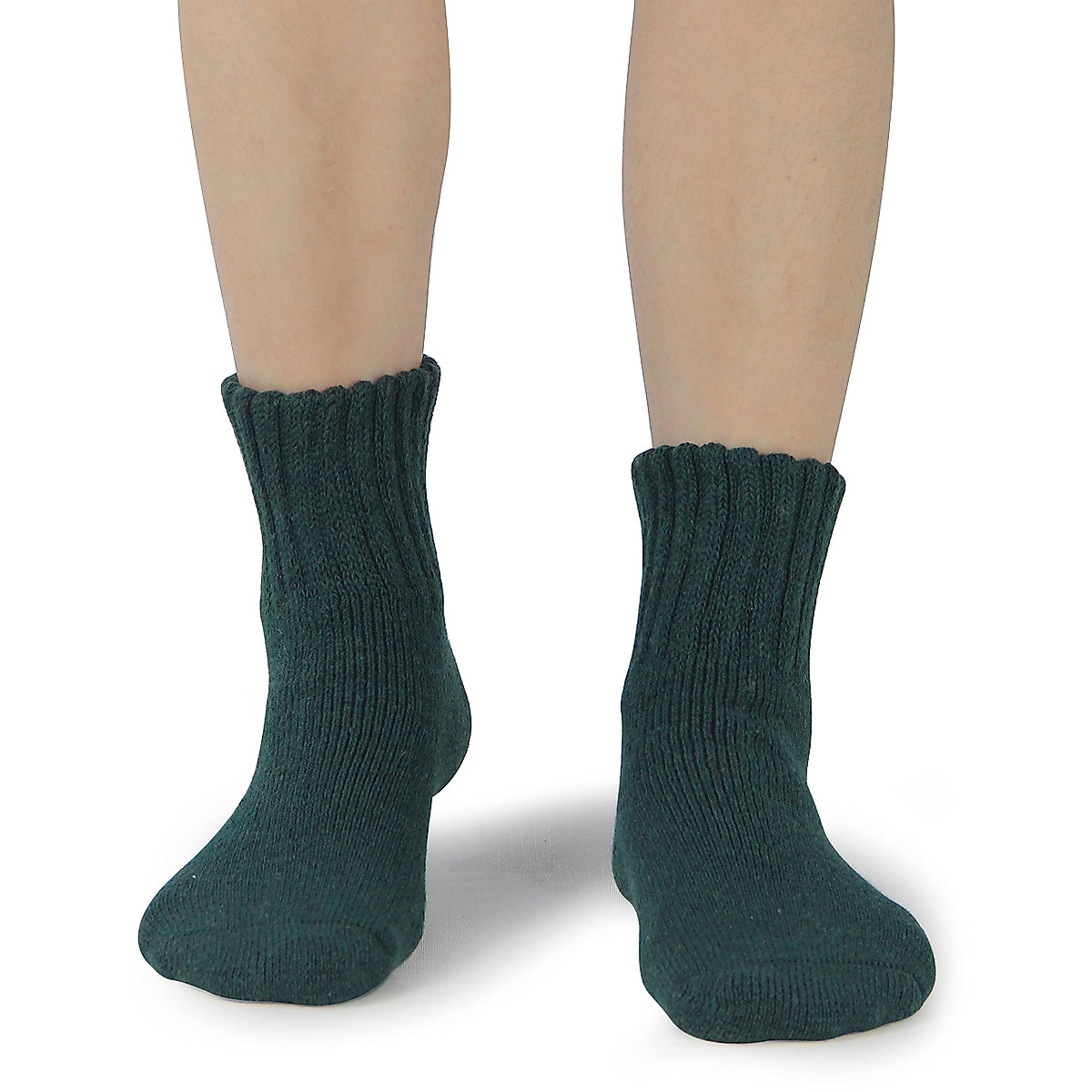 BenSorts Winter Solid Boots Socks for Women Thick Warm Cozy Crew Socks 5 Pair Pack Brown Red Green Yellow Khaki Stocking Stuffers Gifts