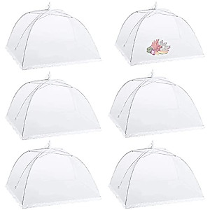 Camkey 6 Pack Dome Screen Mesh Food and Plant Covers，Reusable 17" Large Pop-Up Mesh Food Cover Tent, Collapsible Screens Canopy Food Cover Protector from Flies and Bugs for Outdoor and Home Use