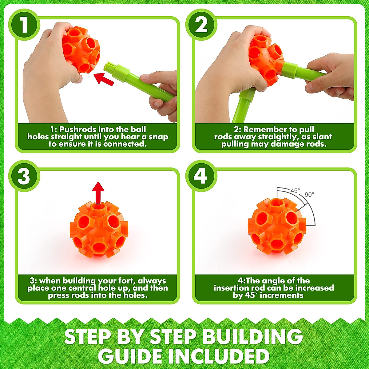 Fort Building Kit for Kids 4,5,6,7,8+Year Old Boys & Girls, 140 pcs, Creative STEM Building Toys for DIY Castles, Tunnels, Play Tent, Ideal Gift for Aged 5-8