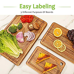 KARRYOUNG Acacia Wood Cutting Board with Juice Drip Groove,Set of 3