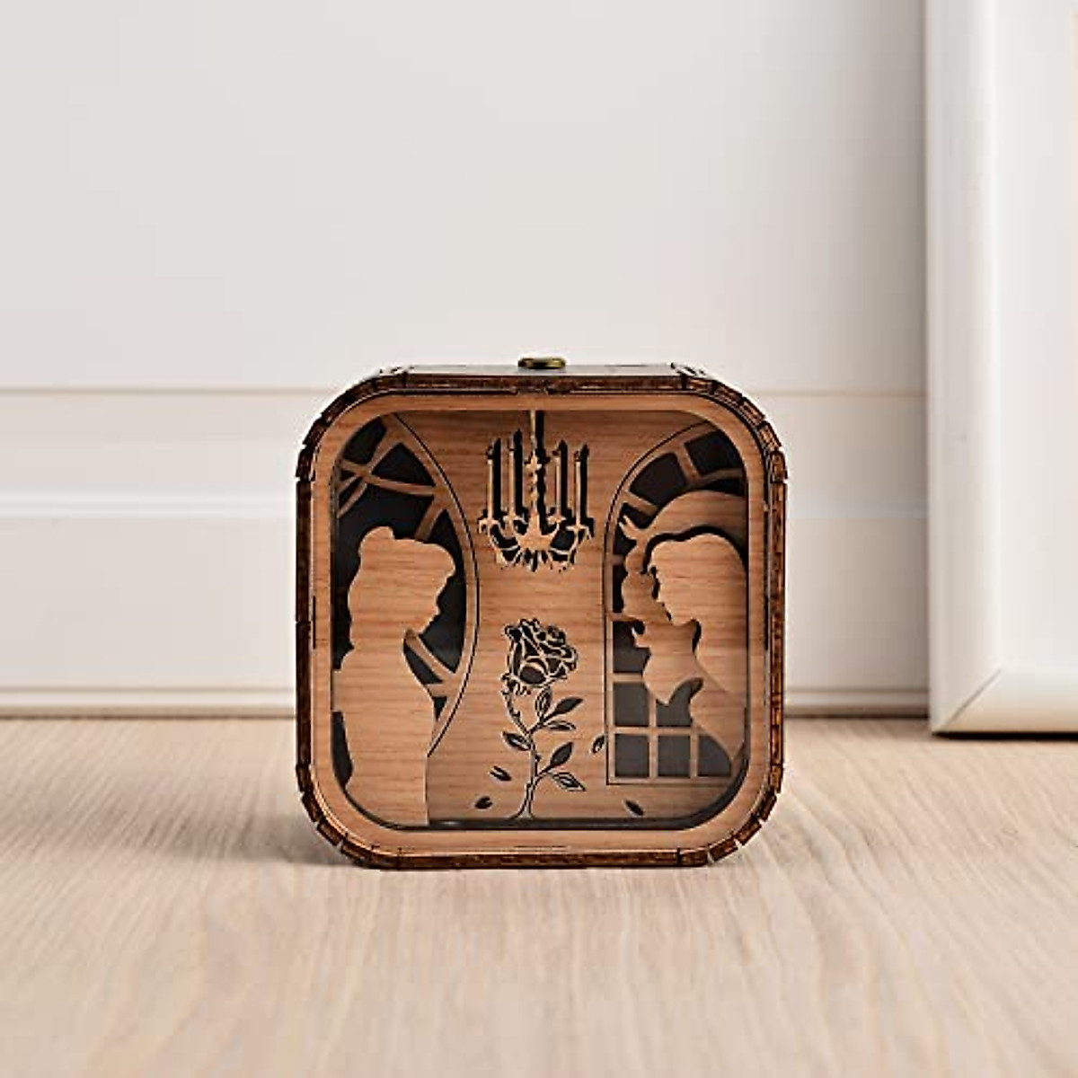 MissLiGarden Handmade Music Box, Vintage Wooden, Classic, Oriental Temple, Best Gifts for Wife Husband Girlfriend Boyfriend Girl Boy Son Daughter, Birthday, Beauty and The Beast (8 Songs Option)