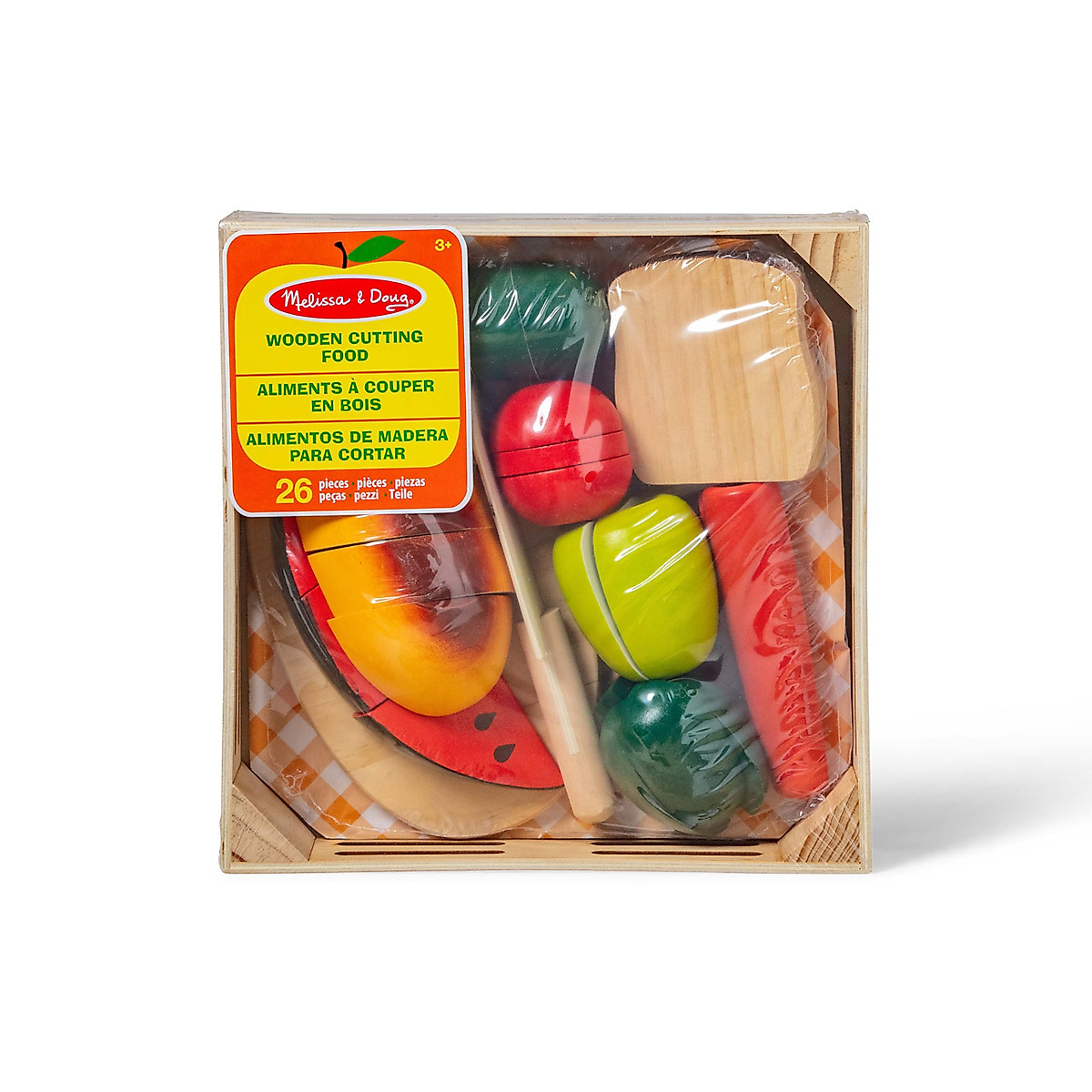 Melissa & Doug Cutting Food Play Food Set With Wooden Pieces, Knife, Cutting Board