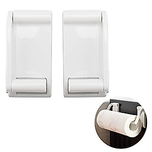 Strong Magnetic Paper Towel Holder Wall Mount White Plastic Refrigerator RV Paper Roll Holders Toilet Paper Stand for Microwave Cabinet Door Kitchen Food Wrap Plastic Produce Bags Organizer