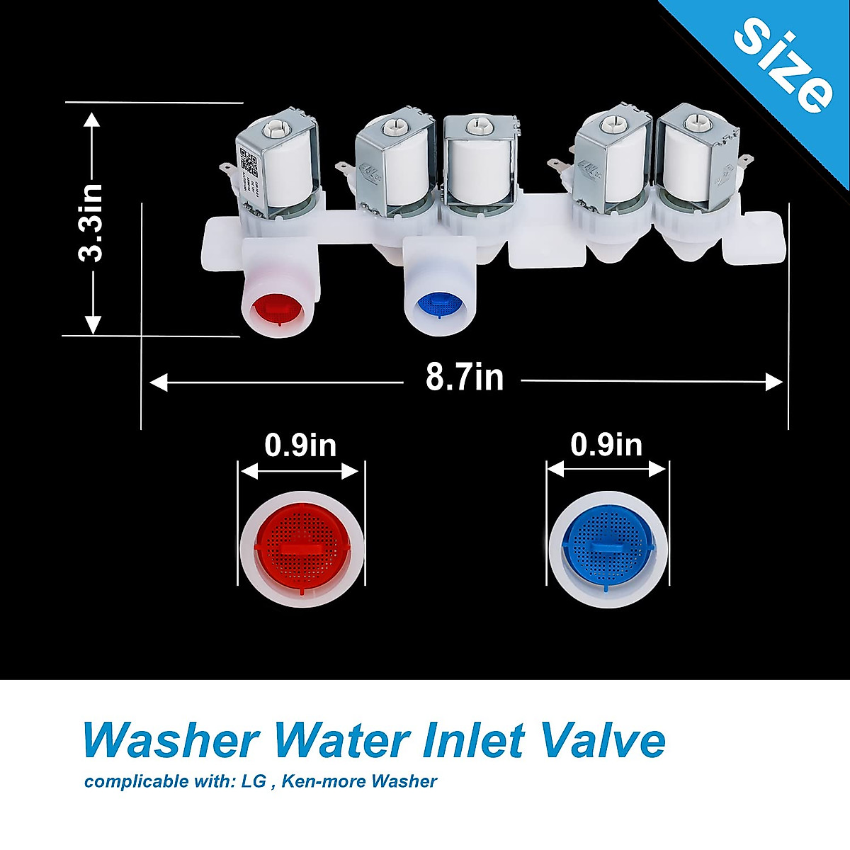 AJU73213301 Washing Machine Inlet Valve Replacement for LG Ken-more, AJU75152601 Washer Water Inlet Valve Assembly Replaces for WT1101CW 5221EA1008F TAW35618287 AP5668417 WT1201CV
