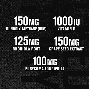 Androsurge Estrogen Blocker for Men - Natural Muscle Builder for Men with DIM, Long Jack, & Grape Seed Extract for Increased Vitality & Performance - 60 Veggie Pills