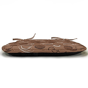 Lunarable Coffee Chair Seating Cushion Set of 2, Cup of Espresso Silhouettes with Beans Caffeine Source Gourmet Drinks Illustration, Anti-Slip Seat Padding for Kitchen & Patio, 16"x16", Brown White