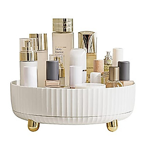 HBlife Makeup Organizer, 360 Degree Rotating Perfume Organizer, 11 Inches Large Capacity Lazy Susan for Bathroom Counter or Vanity (White, Large)