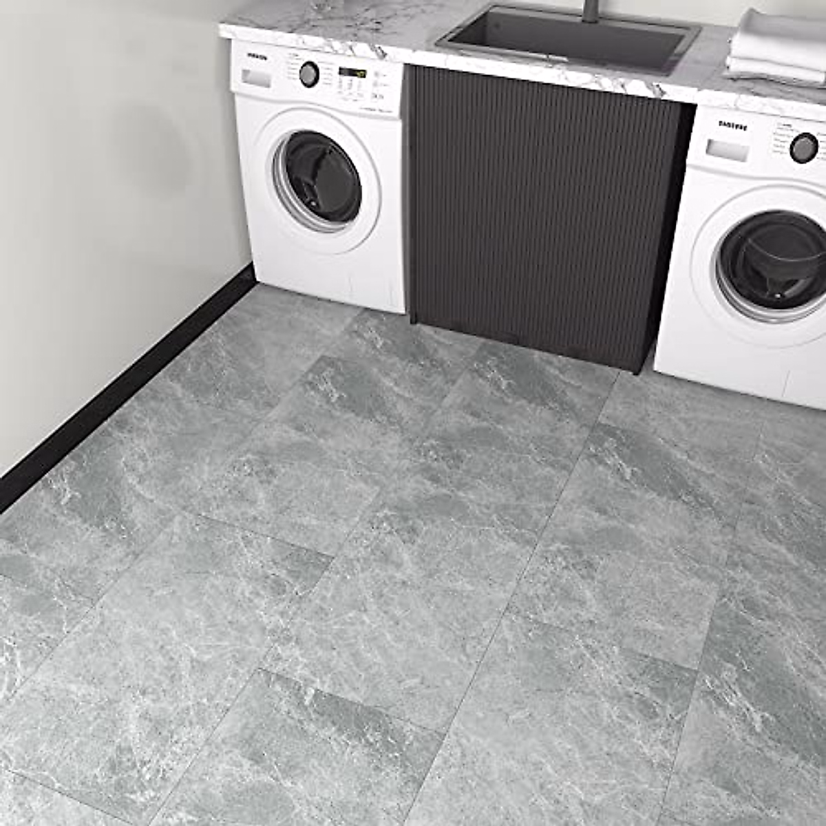 Decotalk Peel and Stick Grey 12"x24" Vinyl Plank Flooring, 3pcs per Roll, Waterproof, Easy to Install