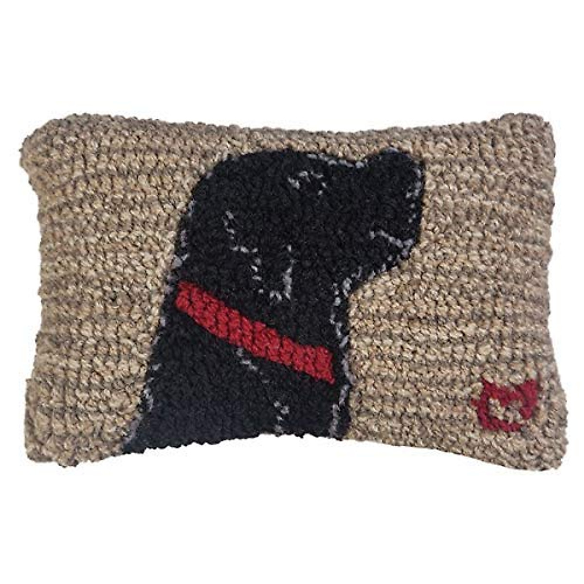 Chandler 4 Corners Artist-Designed Black Lab Begging Hand-Hooked Wool Decorative Petite Throw Pillow (8” x 12”)