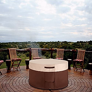 ELEXTYLE Waterproof Round Fire Pit Cover 36 Inch Heavy Duty Patio Fire Table Cover 600D Oxford Fabric Outdoor Fire Bowl Cover Durable Covers for Outdoor Fire Pits,36”D X 24”H