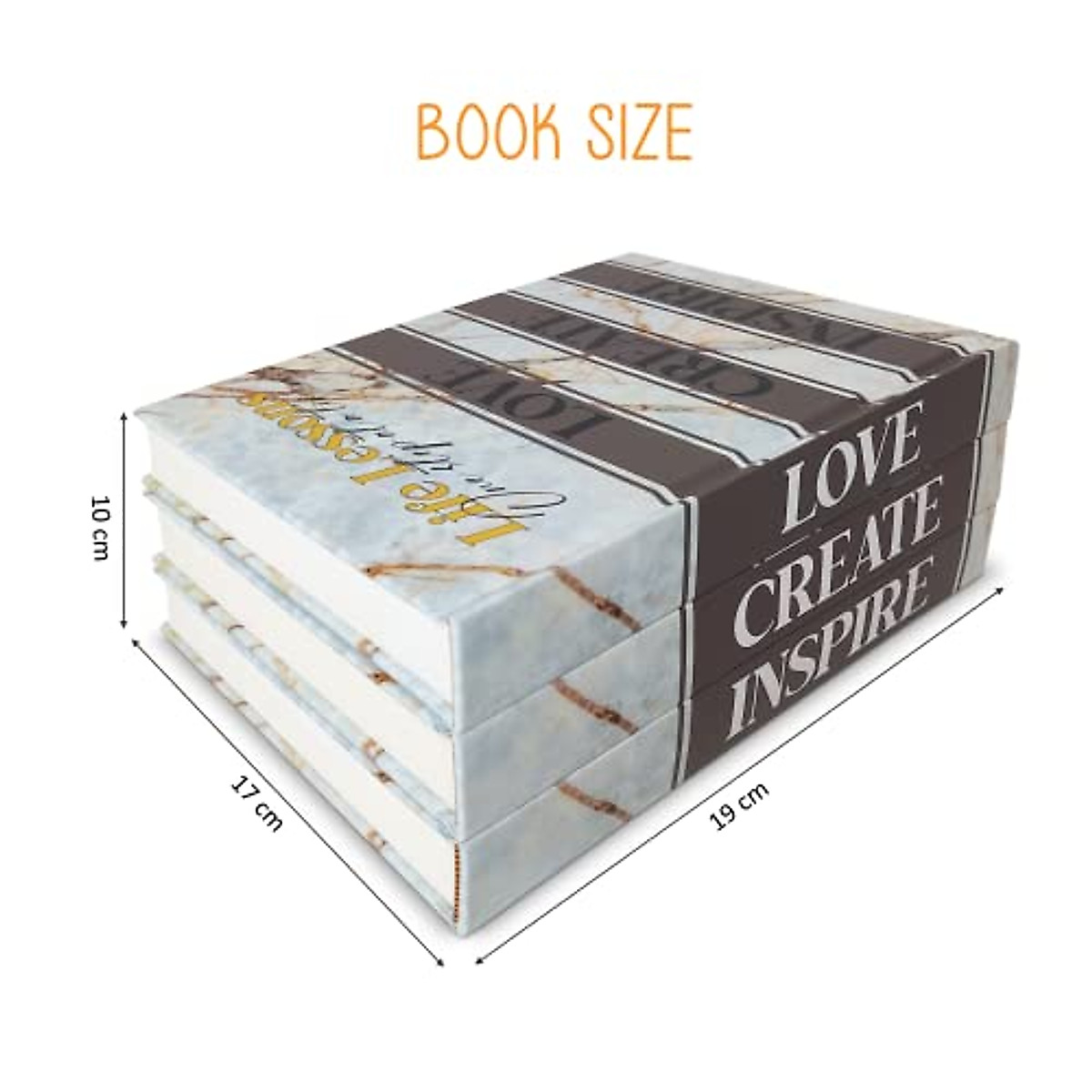 ZOKAEL Decorative Book Decor - Set Includes 3 Hard Cover Books with Love Create Inspire Quote, Decorated with Twine and Beads and A Faux Leaf. A Great Gift Idea