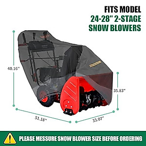 Snow Thrower Cover, Heavy Duty 600D Oxford Fabric Snow Blower Cover All Weather Premium Waterproof Dustproof UV Protection Fit Most Electric Two-Stage Snow Blowers (51.2"L x 33.1"W x 40.2"H)