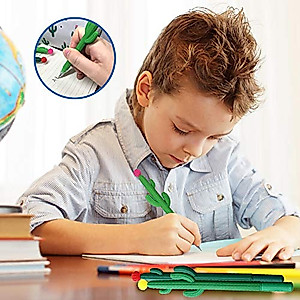 36 Pcs Cactus Shaped Rollerball Pens +1 Pcs Cactus Pencil Bag,37 Pcs Cactus Creative Stationery Set,Cactus Shaped Black 0.5mm Gel Ink Pen Roller Pen for School Home Office