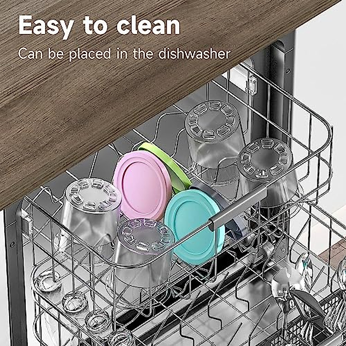 Containers Replacement for Ninja Creami - Ice Cream Pint Container with Silicone Lid, 4 Pack, 16oz Cups, Compatible with NC301 NC300 NC299AMZ Series Ice Cream Maker