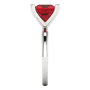 Clara Pucci 3.0 ct Princess Cut Solitaire Simulated Ruby Engagement Wedding Bridal Promise Anniversary Ring 18K White Gold Size 6.75
