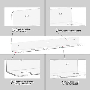 Hexsonhoma Champagne Wall Holer for Party 50, Clear Acrylic Wall Mounted Wine Glass Holder, Under Cabinet Wine Glass Holder Rack (6 Glasses 2 Pack)