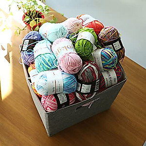 KOKNIT Collapsible Yarn Storage Bin, Yarn Basket Organizer Cube with Dual Handles for Shelves, Home and Office, Best Gift for Knitter and Crocheter