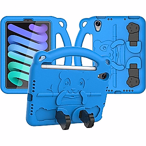 SaharaCase for iPad Mini (6th Generation 2021) Protection Kit Bundle - Teddy Bear KidProof Case with Tempered Glass Screen - Blue