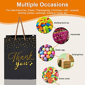 PAICUIKE 20 Pcs Black Paper Bags Thank You Gift Bags Black and Gold with Handles, Medium Sizes Gift Bags Bulk, Paper Bags for Small Business, Shopping Bags, Wedding Bags, Party Bags, Favor Bags