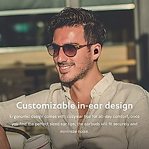 QCY T17 Ear Buds Wireless Bluetooth Earbuds with Charging Case Waterproof Stereo Headphones in Ear Built in Mic Headset Touch Control Premium Sound for iPhone Android, Black