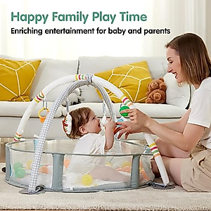 Lupantte 4-in-1 Baby Play Gym, Activity Gym Ball Pit with Detachable Anti-Slip Thickening Tummy Time Mat with Sensory Toys for Newborn Infant Toddler to Develop Motor&Cognition,Include 40 Balls