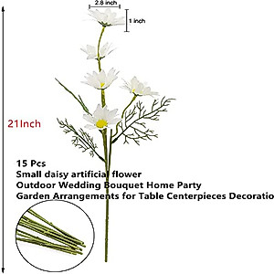 XIYUAN 15 Bundles Artificial Daisy Flowers 21" High Small Daisy Artificial Flower Outdoor Silk Flowers Fake Wildflowers Faux Greenery Shrubs Plants with - for Wedding Decoration Home Decoration