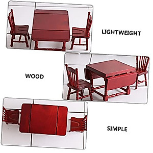 Housoutil 1 Set Folding Table and Chair Set Book Shelf Decor Kids Folding Table and Chairs Kids Mini Toys Mini Living Room Set Furniture Sets Dollhouse Furniture Set Mini Desk Furniture