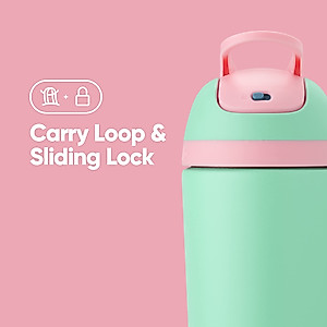 Owala Kids Flip Insulated Stainless-Steel Water Bottle with Straw and Locking Lid, 14-Ounce, Teal & Pink (C05524)