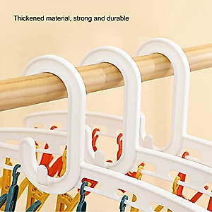 LiebeWH Plastic Sock Clips Drying Rack Portable Clothes Drying Hanger Windproof Straight Rod for Camping and Holiday (White and Green)