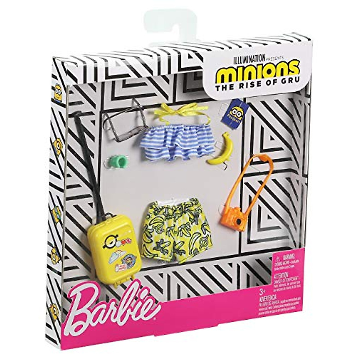 Barbie Storytelling Fashion Pack of Doll Clothes Inspired by Minions: Halter Top, Banana Shorts and 6 Accessories Dolls, Gift for 3 to 8 Year Olds